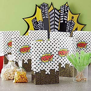 BLUE PANDA 36 Pack Comic Book Hero Paper Treat Bags for Kids Birthday Themed Party Favors, Baby Shower (5.5 x 8.7 x 3.3 In)