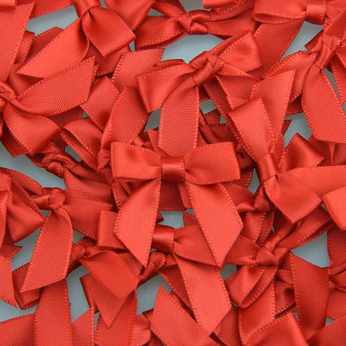 7Rainbows 50pcs Boutique 1.5" Red Satin Ribbon Mini Bows for Craft Sewing Scrapbooking Wedding and Gift Wrapping