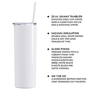 Go Greek Chic Gamma Phi Beta Laser Engraved Skinny Tumbler with Straw (White)