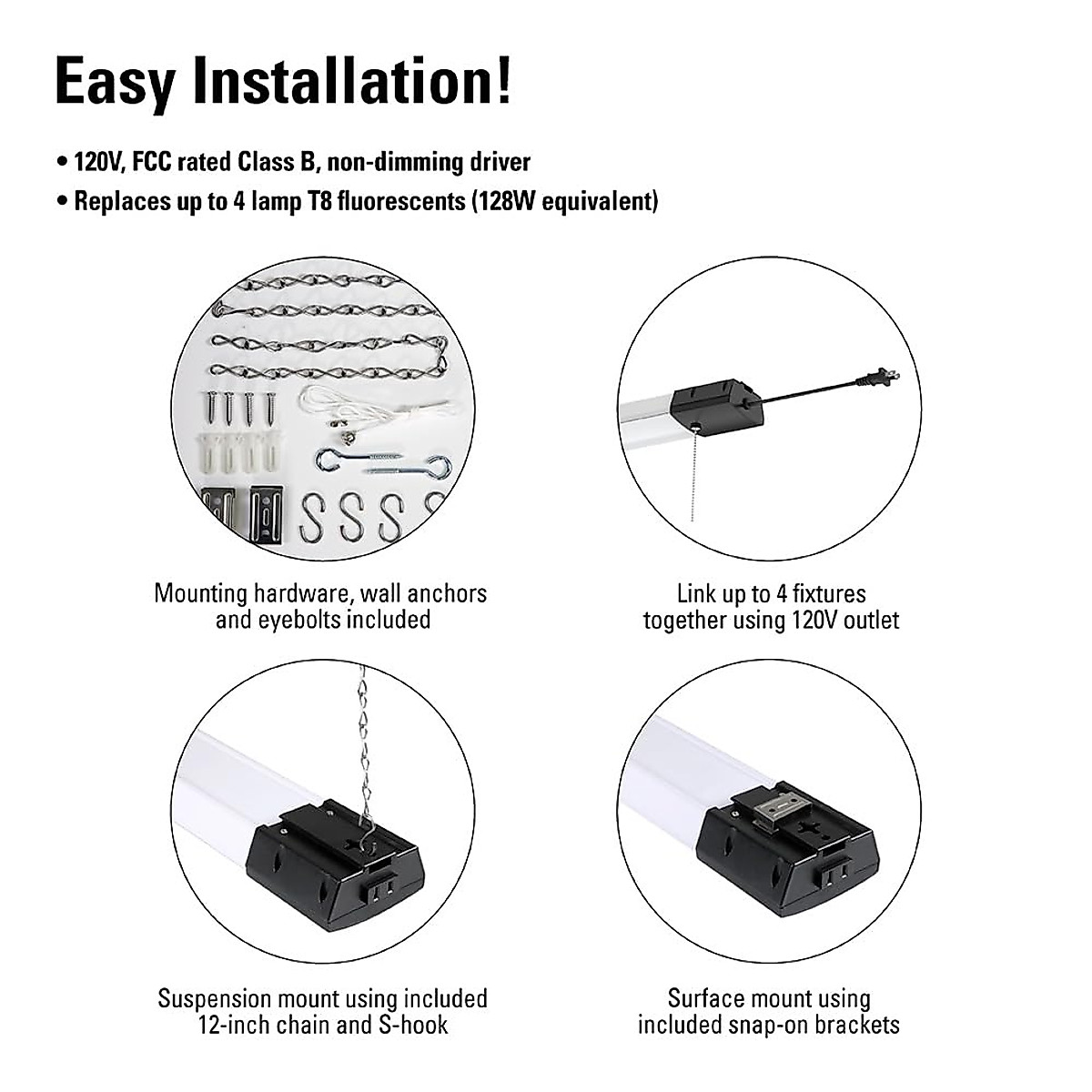 Metalux SHP 4 ft. 128-Watt Equivalent, 10000 Lumens Integrated LED, White Shop Light, 4000K CCT