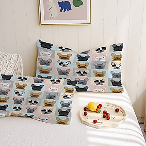 Lynnezilla French Bulldog Duvet Cover 3 Pieces Bedding Set Bedspread Comforter Set Bed Cover All Season Twin/Full/Queen/King Size, 1 Duvet Cover + 2 Pillowcase - Full Size (80"x90",200x230cm)