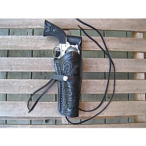 Western Express – Right Handed – Black Tooled Leather Gun Holster (.45 Caliber)