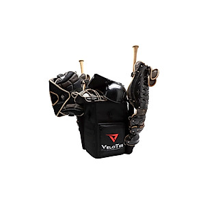 VeloTee | Home Plate Baseball & Softball Bat Bag | Softball and Baseball Coaches Bag | Baseball Bucket Backpack with Built in Batting Tee