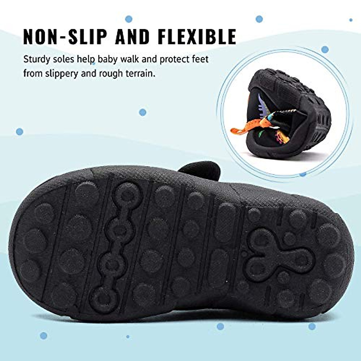 WOUEOI Toddler Boys Aqua Water Shoes Breathable Girls Sport Beach Walking Shoes Lightweight(Black/Orange AS,6.5 Toddler)