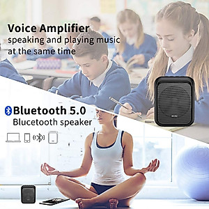 SHIDU Mini Voice Amplifier Portable Rechargeable Bluetooth Speaker with Wired Microphone Headset 10W 1800mAh PA system Supports MP3 Format Audio for Teacher, Taxi Driver, Coaches, Training, Tour Guide