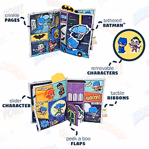 My First Comic Soft Book - Kids Preferred DC Comics The Batman Brave Little Heros Baby Crinkle Soft Sensory Book with Soft Fabric for Babies, 6.25x9 Inch