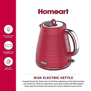 Homeart Riva Electric Kettle With Removable Limescale Filter and 4-Slice Retro Toaster Stainless Steel With Removable Crumb Tray Combo, Red