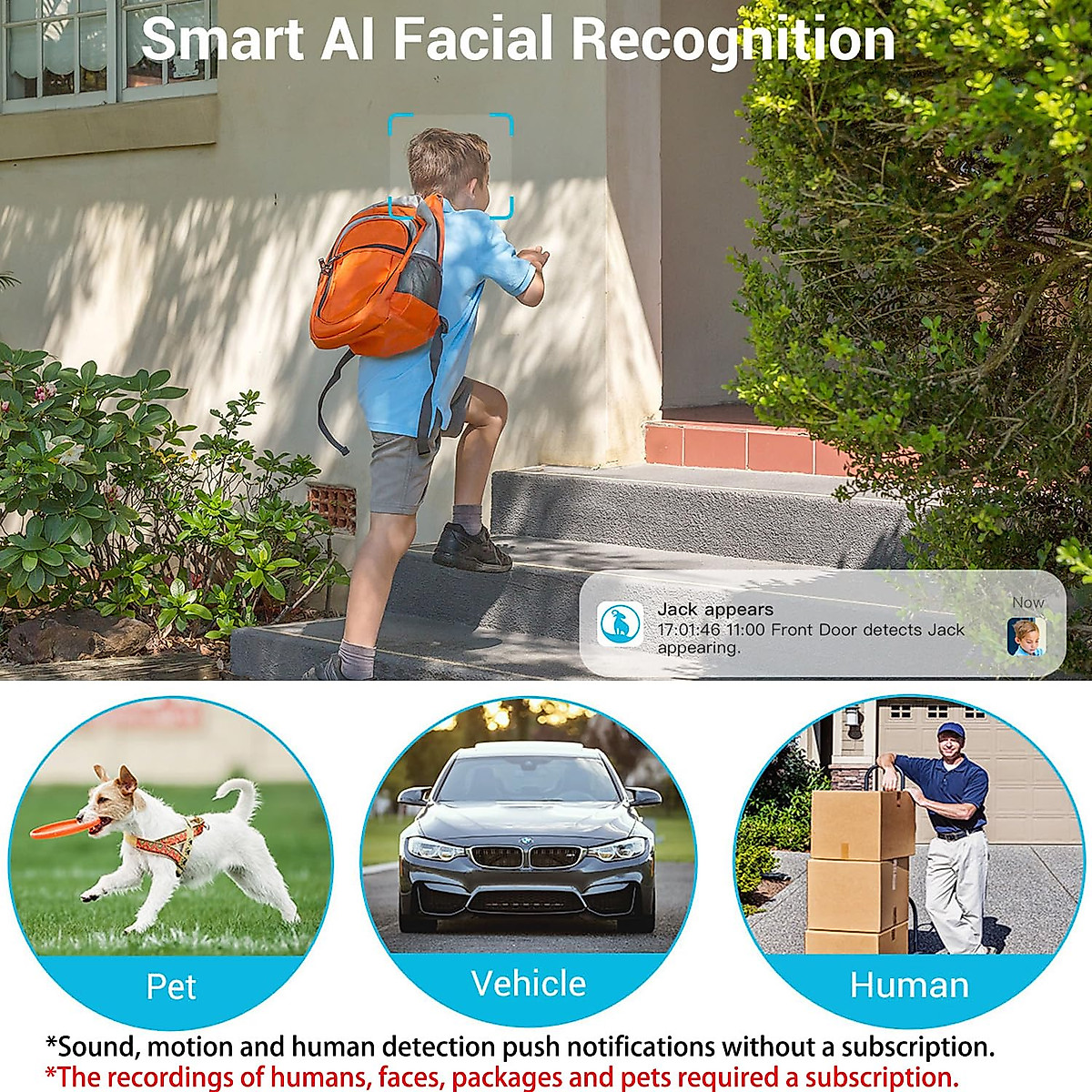 blurams Security Camera Outdoor, Cameras for Home Security Outside with Starlight Night Vision, Facial Recognition, Built-in Siren, 2.4GHz Wi-Fi, Compatible with Alexa& Google Assistant