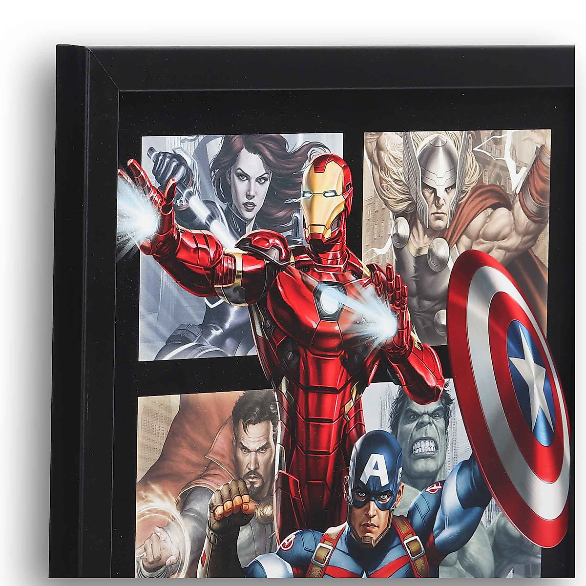 Marvel Avengers Framed Wood Wall Decor - Featuring Captain America, Iron Man and More - Classic Marvel Avengers Wall Art