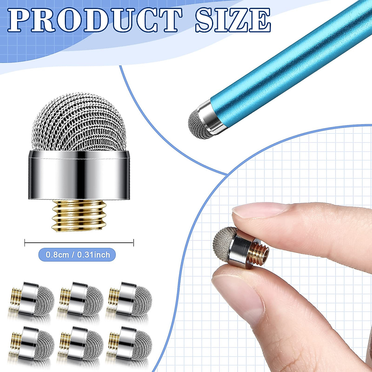 Konohan 24 Pieces 0.30 Inch (Dia) Stylus Replacement Fiber Tip Compatible with MEKO and Bargains Dept 0.3-inch Tip Series Stylus