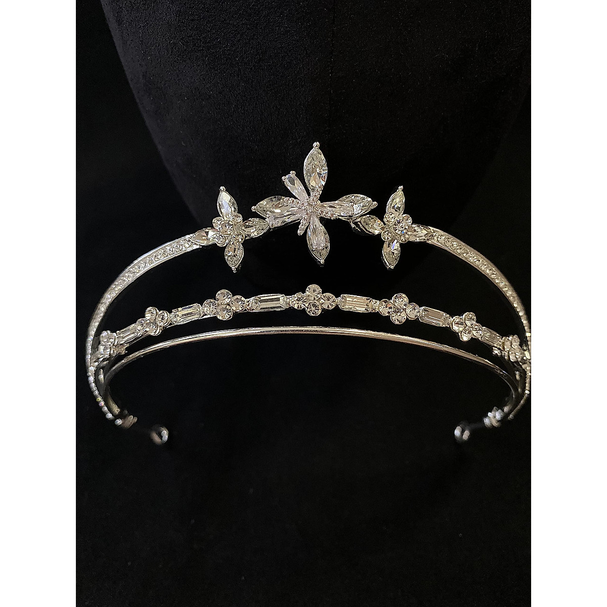 Bridal Rhinestone Flower Tiaras Crowns Princess Queen Pageant Prom Birthday Party Veil Tiara Wedding Crowns Tiaras for Women