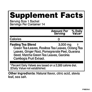 Fasting 16:8 Intermittent Fasting Individual Tea Bags - 0 Sugar - 0 Calories - Vegan - Gluten & Diary Free - 14 Count - Pantry Friendly, Brown