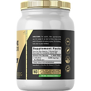 Carlyle L Citrulline Malate Powder | 3000mg | 2:1 | Unflavored | 1 Kg Container | Vegetarian, Non-GMO, Gluten Free