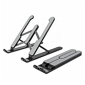 Harita Foldable Laptop Stand, Laptop Holder Riser Computer Stand, Adjustable Height Portable Notebook Stand, Compatible with 10-15.6” Laptops and Tablets (Black)
