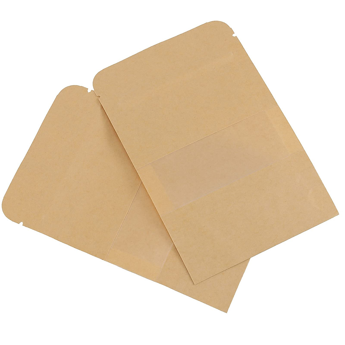 SHEUTSAN 500 Pack Kraft Bags with Window, 3.5 x 5.5 Inches Stand Up Storage Pouches Ziplock Sealing Packaging Paper Bag Resealable Sample Bags for home and business use