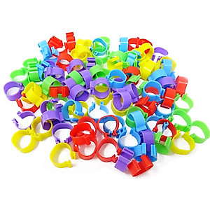 HONBAY 100PCS 5 Colors Poultry Foot Rings Leg Bands Clip-on Rings for Birds, Ducks and Chickens (16mm(1.1-5.5lbs))