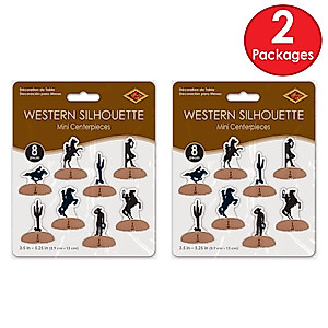 Western Silhouette Mini Table Centerpieces Pack of 2
