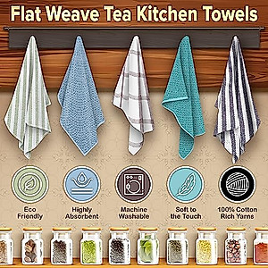 KAF Home Premium Kitchen Towels (18" x 28"), Large 100% Cotton, Flat & Terry Absorbent Dish Towel Set (Sage, 6 Pack)