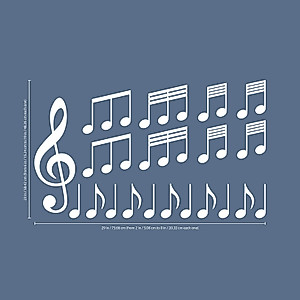 Set of 20 Vinyl Wall Art Decals - Music Notes - from 6" to 8" Each - Modern Trendy Musical Notations Home Bedroom Classroom Studio Apartment Living Room Work Office Decor (6" x 8", White)