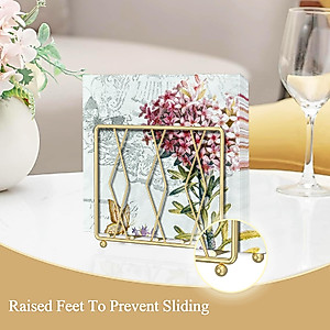 LWSFF Napkin Holder for Table, Modern Metal Napkin Holders for Paper Napkins & Kitchen Dining & Countertops, Cocktail Upright Napkin Holder Dispenser Suitable for All Room Decors (Small, Gold)