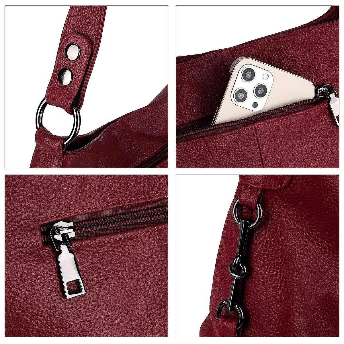 YALUXE Shoulder Bag Genuine Leather Tote Handbag Crossbody Bags for Women