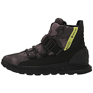 ECCO Men's Exostrike Gore-TEX Waterproof Buckle Hiking Boot, Titanium/Black, 6-6.5