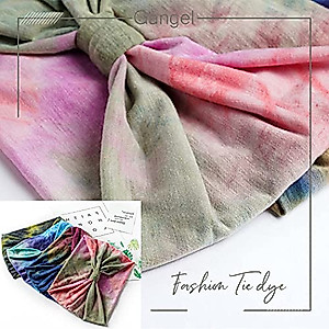 Gangel Boho Headbands Tie Dye Fabric Turban Head Wraps Wide Hair Scarf Yoga Running Hair Accessories for Women and Girls(Pack of 4) (Tie dye)