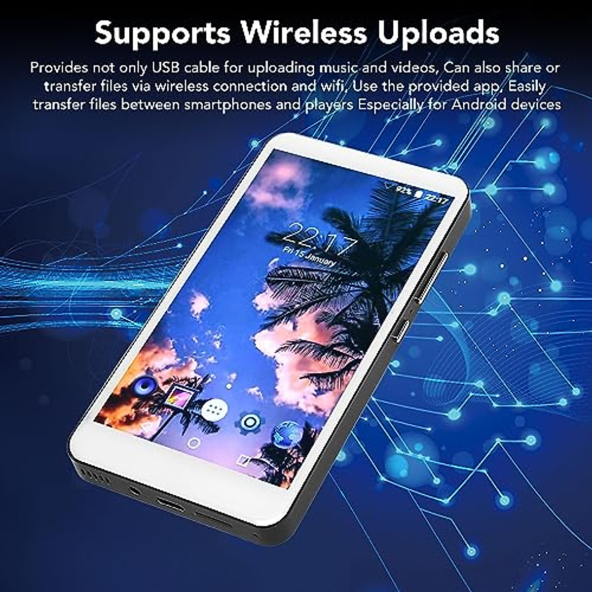 Bluetooth MP4 Player, 5 HD Full Touchscreen MP4 Player, Portable Digital HiFi Music Player with Camera, 2200mAh Battery, Support with Bluetooth Earphone Speaker Car Stereo (Black)