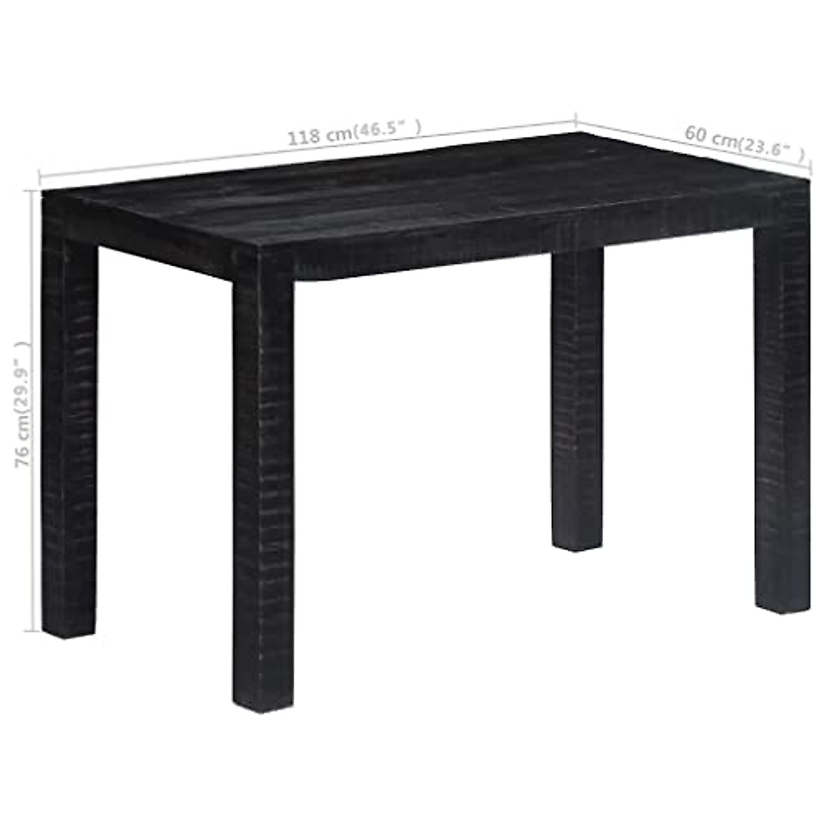 YPWRENH Entrance Table Decorative Table Dining Table Black 46.5 "x23.6 x29.9 Solid Mango Wood for Dining Room, Kitchen or Living Room