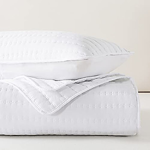 ROARINGWILD White Queen Size Quilt Bedding Sets with Pillow Shams, Full Lightweight Soft Bedspread Coverlet, Quilted Blanket Thin Comforter Bed Cover for All Season, 3 Pieces, 90x90 inches