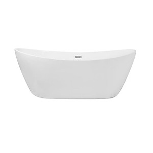 Elegant Decor Indoor Modern 72 inch soaking double slipper bathtub in glossy white
