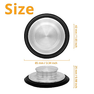 MJIYA Sink Stopper, 3.35 Inch Universal Kitchen Sink Stopper Garbage Disposal Drain Stopper Brushed Stainless Steel Rubber STP-SS, for Insinkerator, Kitchenaid, Waste King, Kohler and More (Silver-A)