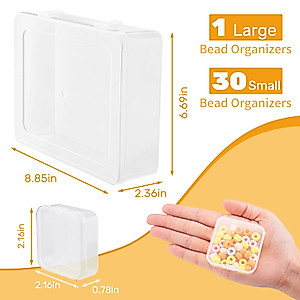 WISYOK 31 Pcs Bead Organizer Box, Bead Storage Container, Clear Craft Storage Box with Hinged Lid, Portable Bead Organizers and Storage for Organizing Jewelry, Small Crafts and Hardware