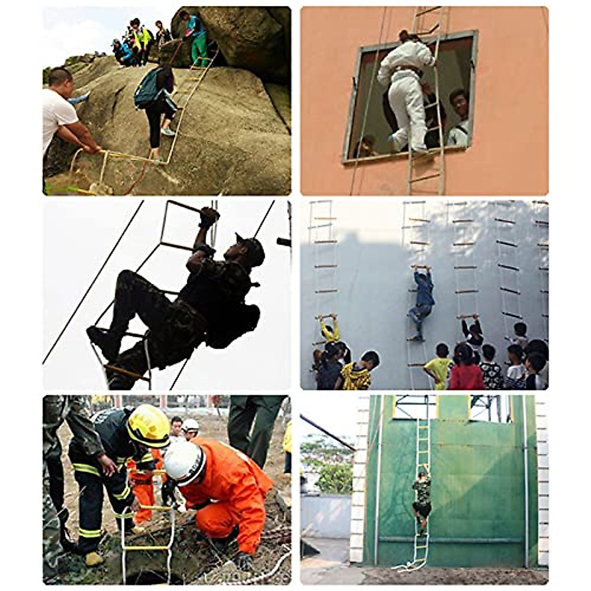 LQX Rope Ladder Emergency Escape Safety Ladder with Hooks Flame Resistant Soft Fast to Deploy, for Home Outdoor Climbing Office Buildings Playground/3M