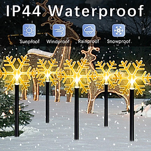 cyindzchwy Christmas Pathway Lights - Solar Powered Snowflake Lights with Stake Outdoor Waterproof, 5 Pack Outdoor Decorative Lights for Garden Yard Street Pathway Park Christmas Wedding (Snowflake)