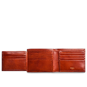Bosca Men's Old Leather Bifold Wallet with ID Window and Card Slots - Italian Leather, Durable and Stylish, Cognac Brown