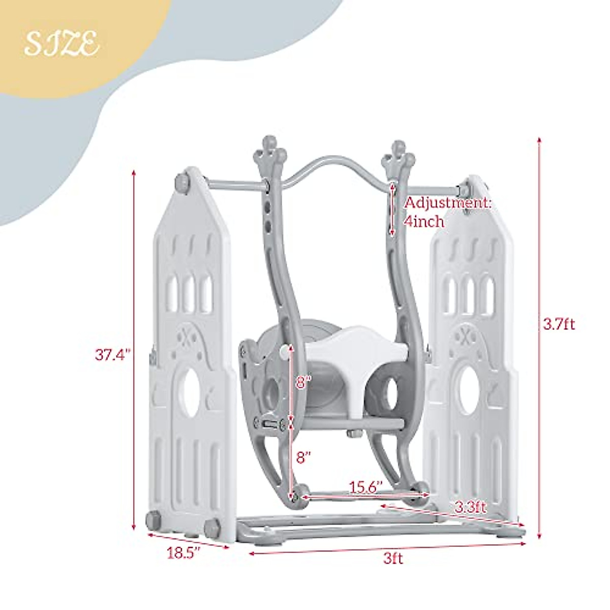 Lifeand Toddler Swing Set, Kids Freestanding Swing Playset Indoor & Outdoor Baby Swing Set,White