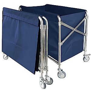 Collapsible Laundry Cart with Wheels Commercial 12 Bushel Folding Laundry Basket, Heavy Duty Rolling Laundry Hamper with Removable Waterproof Oxford Bag and Reinforced Steel Frame, 330 lbs Load ﻿