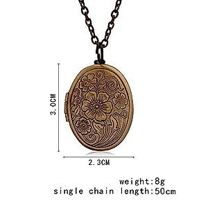 Fajewellery Vintage Engraved Flower Locket Picture Pendant Necklace for Women