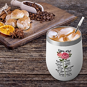 LiqCool Christian Gifts for Women, Unique Religious Gifts for Women, Inspirational Gift for Women, Christian Mothers Day Gifts, Christian Wine Tumbler Gift for Christmas Birthday (12oz, White)