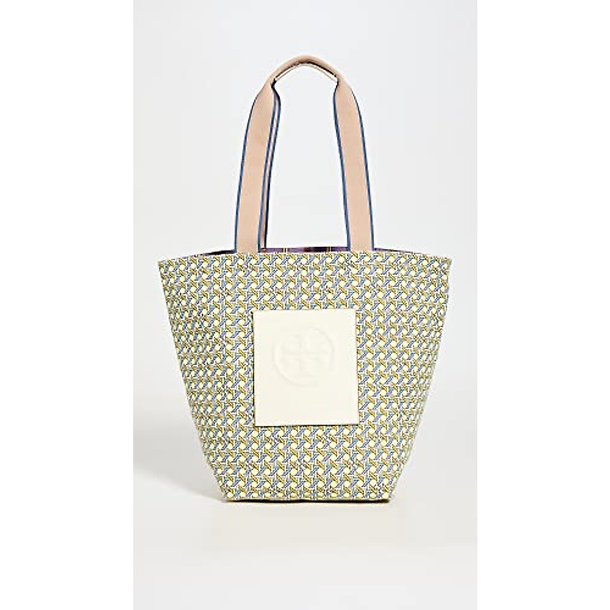 Tory Burch Women's Gracie Printed Canvas Tote, Acid Lemon Basketweave, One Size