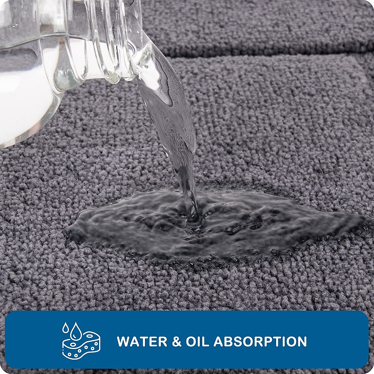 PURRUGS Machine Washable Kitchen Rug 32" x 47", Non-Slip/Skid Kitchen Runner Rugs & Floor Mats, Super Absorbent Soft Standing Mats for Kitchen, Sink & Laundry, Grey