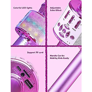 Amazmic Toys for girls, Kids Karaoke Microphone Toddler Microphone for singing with LED Lights,Voice Changer kids Birthday Gift for Girls, Boys, Girls Toy Age 3, 4, 5, 6, 7, 8+ Years Old(Light Purple)