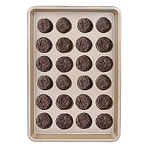 Kitcom Nonstick Large Baking Cookie Sheet, Heavy Duty Carbon Steel Baking Pan for Oven, 17.7 Inch x 12.8 Inch, Champagne Gold