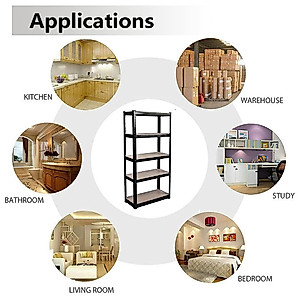 5 Shelf Garage Shelving, Heavy Duty Garage Storage Shelves with Adjustable Durable MDF Boards, Utility Rack Shelves Organization Multipurpose Shelf Max 1411lbs Load Capacity, 35"W x 16.5"D x 70"H