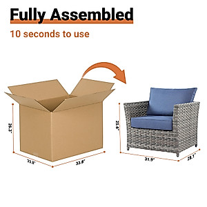 ovios 16 Piece Patio Furniture Set with Fire Pit Table,Outdoor Rattan Wicker Coversation Set with Swivel Rocking Chairs, Sectional Chairs for Outside Porch Balcony Backyard Pool,Light Blue