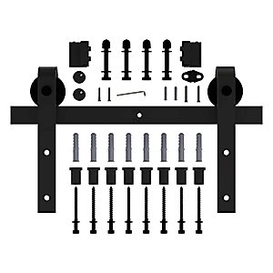 YIGOLD 8ft Sliding Barn Door Hardware Kit,Antique Style,Sliding Smoothly Quietly,Factory Outlet Upgraded Version Quality Carbon Steel,Fit 45"-48" Wide Door Panel-(J Shape Hanger)
