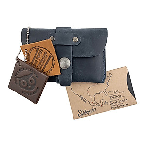 Hide & Drink, Card Holder Handmade from Full Grain Leather - Classy, Professional, Money Organizer, Compact Storage for Debit & Credit Cards - Slate Blue