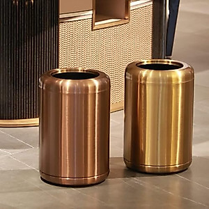 YOJIA 10L/2.6Gallon Small Gold Bathroom Trash Can,Brushed Gold Bathroom Garbage Can，Brass Trash Can for Bathroom,Vanity Bedroom,Hotel,Dressing Room，Rv, Store (135 Gold)