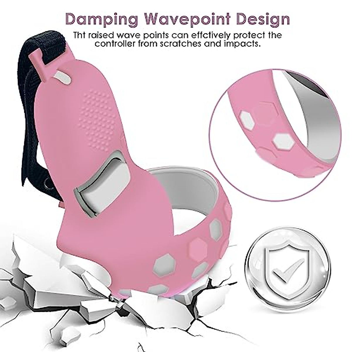 JYMEGOVR for Oculus Quest 2 Controller Silicone Cover, Protective Accessories for Meta VR Grips with 2 Silicone Button Covers, Multi Colors Soft Grips Skin (Pink for Grips)